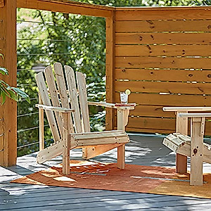 Shine Company 4611N Westport Wooden Adirondack Chair | Outdoor Firepit Chairs | Partially Pre-Assembled Wood Patio Chair – Natural