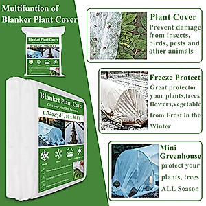 WYRJXYB Plant Covers Freeze Protection kit,10 x 30 Ft Frost Cloth & 6PCs Garden Hoops & 12 Clips, Frost Blanket, Greenhouse Hoops, Floating Row Cover kit for Plants Vegetables Winter Frost Protection