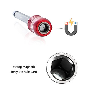 SeonFook 12 Inch Extension Bit Holder Magnetic Drill Bit Extension Bar Quick Release Change 1/4 Inch Hex Shank Extension Rod Socket Bit Holder for Power Drill Screwdriver