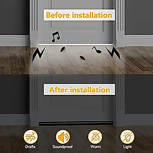 AOKON Door Draft Stopper 36 Inch Under Door Draft Noise Blocker Black Gap Stoppers Entry Door Draft Guard for Bottom of Doors Adjustable Twin Door Draft - Black