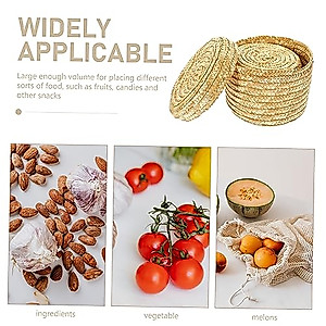 Cabilock 2pcs Basket Storage Bins Hamper Shelf Organizer Bins Small Organizer with Lids Shelf Storage Bin Small Storage Box Straw Manual