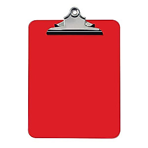 Red Plastic Clipboards, 12 Pack, Durable, 12.5 x 9 Inch, Standard Metal Clip, by Better Office Products, Red, Set of 12