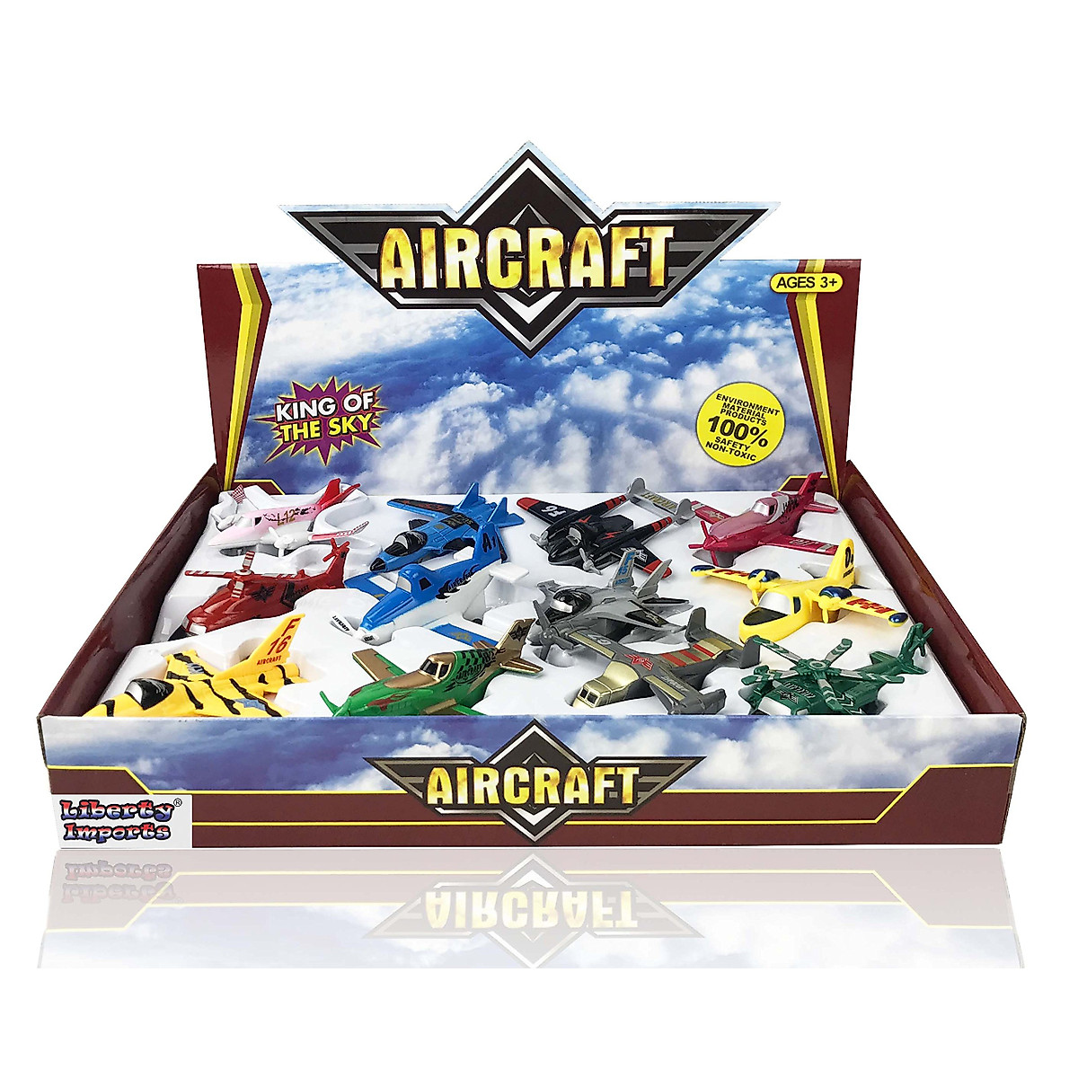 Liberty Imports Pull Back Airplanes Toys Vehicle Playset, Variety Pack of Helicopters, Stealth Bombers, Fighter Jets, Aircraft, Planes for Kids Toddlers Party Favors (12 Pack)