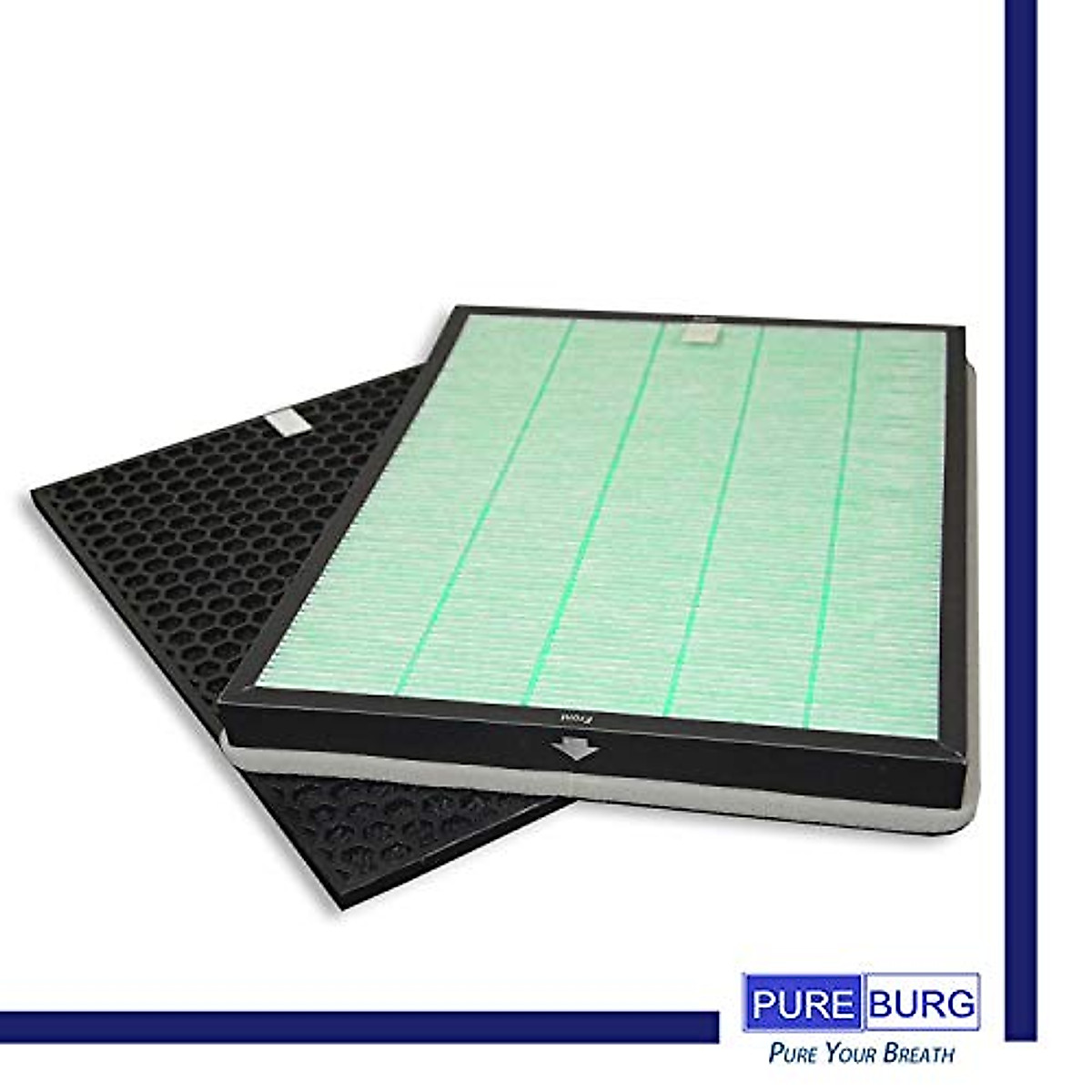 PUREBURG Replacement Filter Set Compatible with RabbitAir BioGS 2.0 Ultra Quiet Model SPA-550A & SPA-625A Air Purifiers,2-Pack H13 True HEPA + Activated Carbon Filter