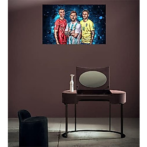 Lionel M poster. Neymar poster. Lionel M and Neymar Wall Hanging. canvas painting. Bedroom living room wall art. Football prints. boy bedroom Soccer star poster(color, 16×24)