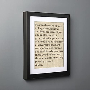 Framed House Warming Burlap Print 11" W X 13" H, New Home Gifts for Friend, New House Gift for Homeowner Neighbors, Christmas Gifts, First Home Decorations, Housewarming Present for New House, Housewarming Gifts (Housewarming)