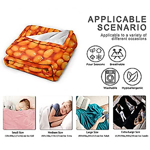 Baked Beans Food Throw Blanket - ​Super Soft Flannel Fleece Blanket for Gifts,Bedding Quilt Home Decor for Couch Sofa Bed All Season 30"x40" for Toddlers Pets