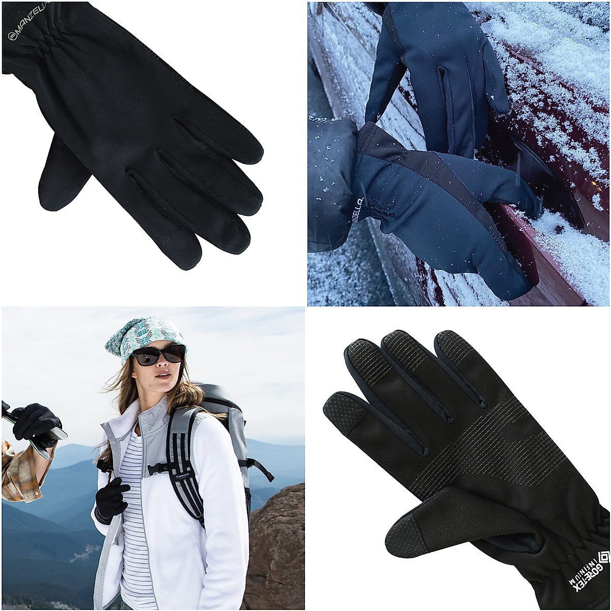 Manzella Women's Goretex Infinium with Windstopper Touch Gloves, Medium, Black
