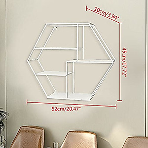 CNCEST White Wall Shelf White Hexagon Shelves Iron Wall Mounted Floating Shelf Shelves Bookshelf Hexagon Shelf Geometric Display Honeycomb Shelves Unit Shelf