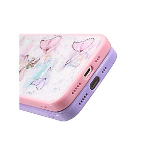 MUNDULEA Compatible with iPhone 13 Mini case Butterfly Clear Bling Women Girl Cute Soft TPU Fashion Cover for iPhone 13 Mini (Butterfly Pink)
