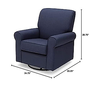 Delta Children Avery Upholstered Glider Swivel Rocker Chair,Metal, Sailor Blue
