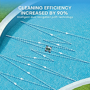 Ofuzzi Cyber 1200 Pro Cordless Robotic Pool Cleaner, Dual Navigation Path, Max.130 Mins Runtime, Stronger Suction Power Pool Robot for Above/In Ground Pools Up to 1076ft² (Orange)