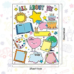 30 Pcs All About Me Coloring Posters Pack,Colorful Star Student Poster First Day of School Fill in Poster Ideas Project Chart for Preschool Elementary Kindergarten Craft Classroom Activities Supply (Colorful)