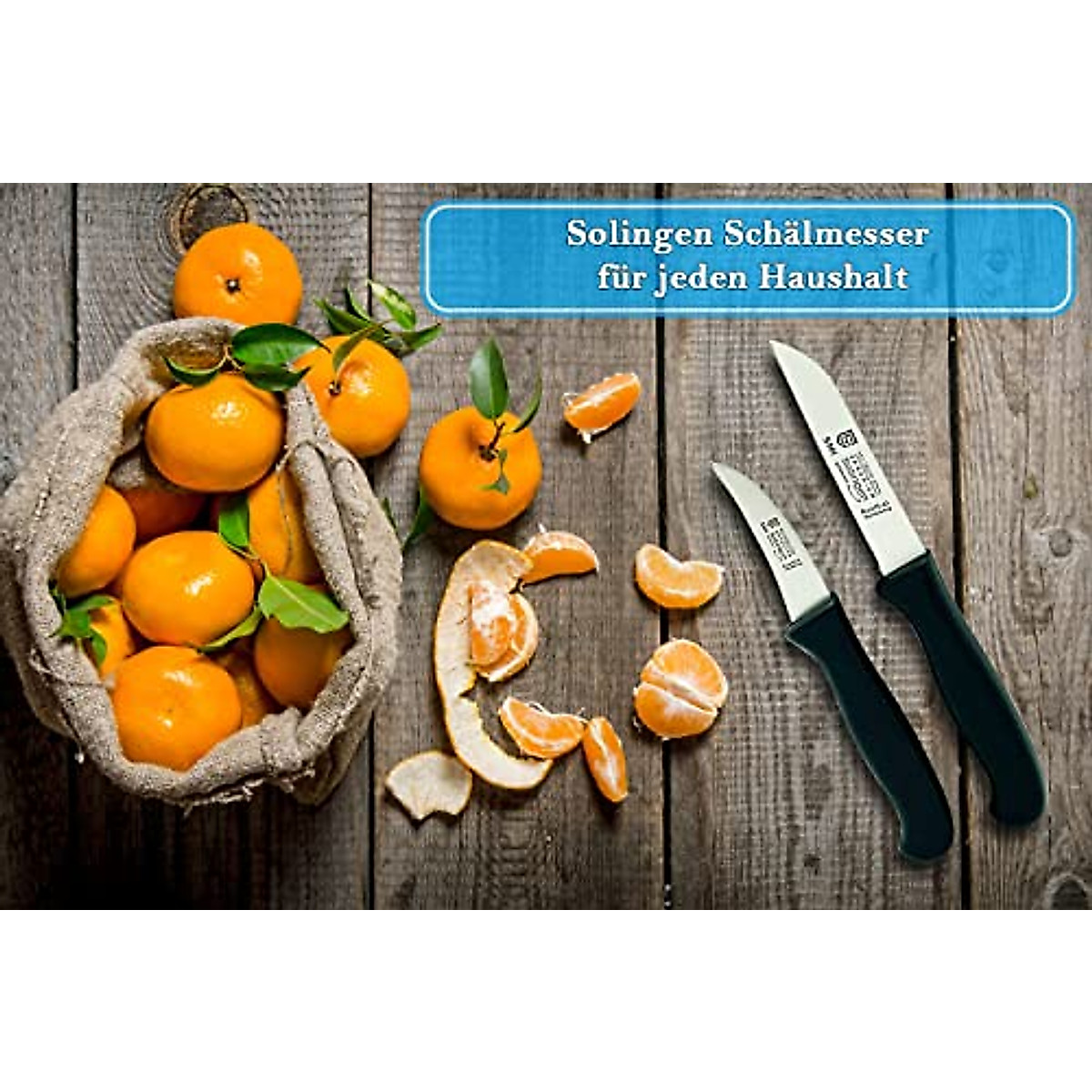 SMI – Paring Knife Set Peeling Knife for Fruits and Vegetable Straight & Curved Stainless Steel Solingen Knife Made in Germany