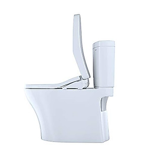 TOTO MW4463046CEMG#01 WASHLET+ Aquia IV Two-Piece Elongated Dual Flush 1.28 and 0.8 GPF Toilet with S500e Electric Bidet Seat, Cotton White