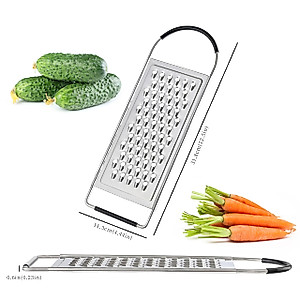 Cheese Grater Handheld, HIA Flat Coarse Stainless Steel Graters for Kitchen, Food Grater with Anti-Slip Handle, Perfect for Potato, Vegetable, Butter, Parmesan Cheese