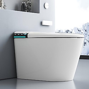 Smart Toilet with Auto Open/Close Lid, Bidet Toilet Pump-assisted, Blackout Flush, Heated Seat, Dual Auto Flush, Warm Water, Foot Sensor Operation, Tankless Elongated Toilets with LED Display