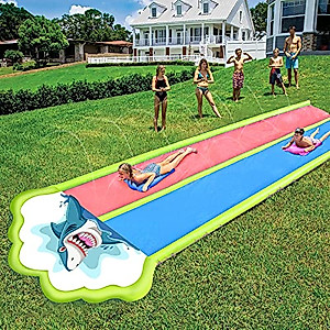 MOYRGG Slip and Slide Inflatable Water Slides Lawn Toy with 2 Bodyboards - 20x6ft 10 lb Slip Slide Heavy Duty Summer Toy with Sprinkler for Kids Adults Backyard Outdoor Water Play