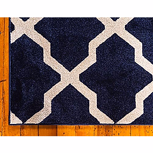 Unique Loom Trellis Collection Modern Morroccan Inspired with Lattice Design Area Rug, 5 x 8 ft, Navy Blue/Beige