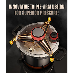 18/8 Stainless Steel Pressure Cooker 10 QT, [Save 70% Cooking Time] Olla De Presion with Food-Grade Body [One Hand Operation] Rotating Lock/Unlocking Lid System, Steam Rack Included