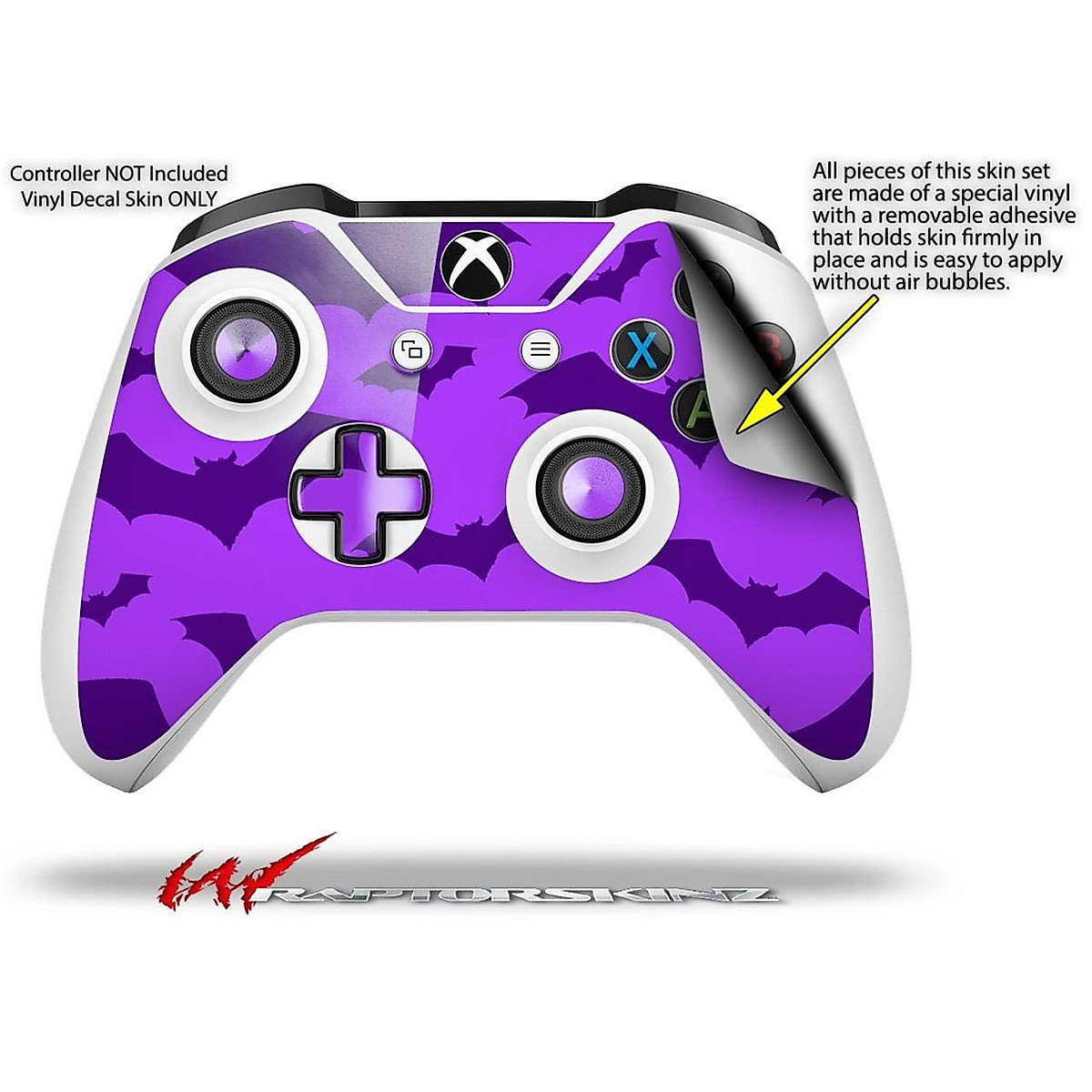 WraptorSkinz Decal Vinyl Skin Wrap compatible with XBOX One S / X Controller - Deathrock Bats Purple (CONTROLLER NOT INCLUDED)