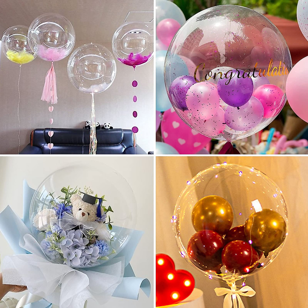 RUBFAC Bobo Balloons 12pcs, 36 Inch Bubble Balloons Clear Bobo Balloons, Large Transparent Balloon for Stuffing Wedding Birthday Party Decorations