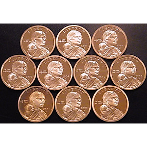 2000 S 2001 2002 2003 2004 2005 2006 2007 2008 2009 Sacagawea Native American Dollars 10-Coin Proof Run - Complete Decade - Collection US Mint Gem Proof DCAM