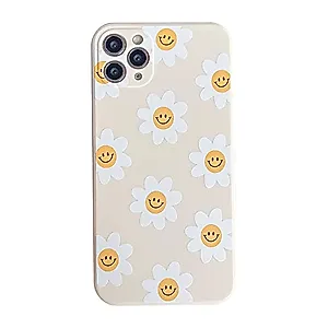 White Sunflower Cute Flower Phone Case for Apple iPhone 11 Pro Max 6.5 inch Smooth Silicone Soft Cover for iPhone 11ProMax 6.5"