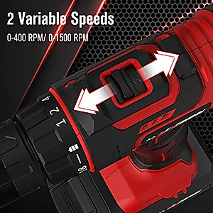 KEYFINOOL 20V Lithium-Ion Cordless Drill Set, 18+1 Power Drill Kit With 2.0Ah Battery & 1H Fast Charger, 2-Variable Speeds, 265 In-lbs Torque Power, LED Light, 22pcs Driver/Drill Bits