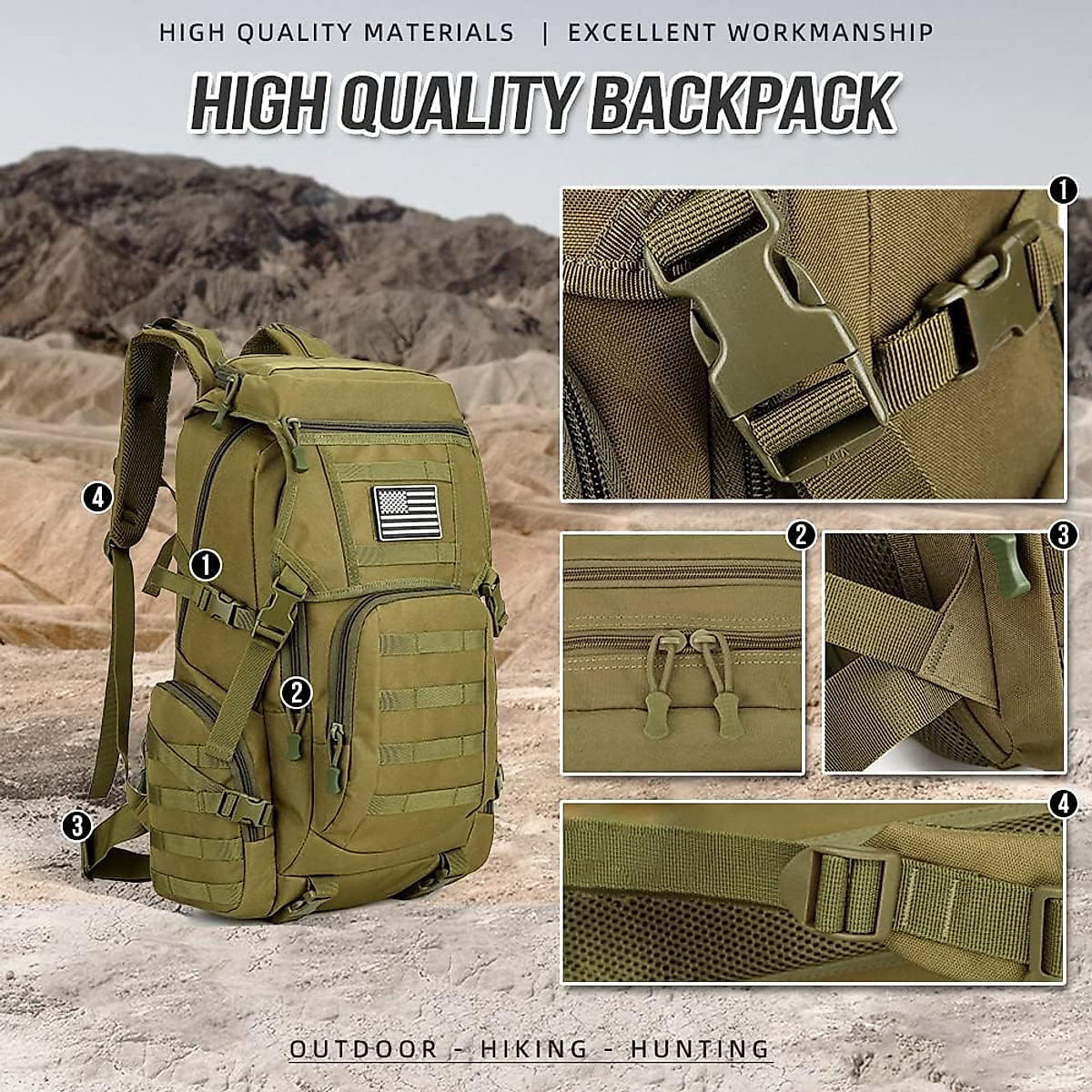 Lovelinks21 Military MOLLE Backpack Outdoor Hiking backpack tactical Gear Tactical Backpack Assault Pack fot Camping Training
