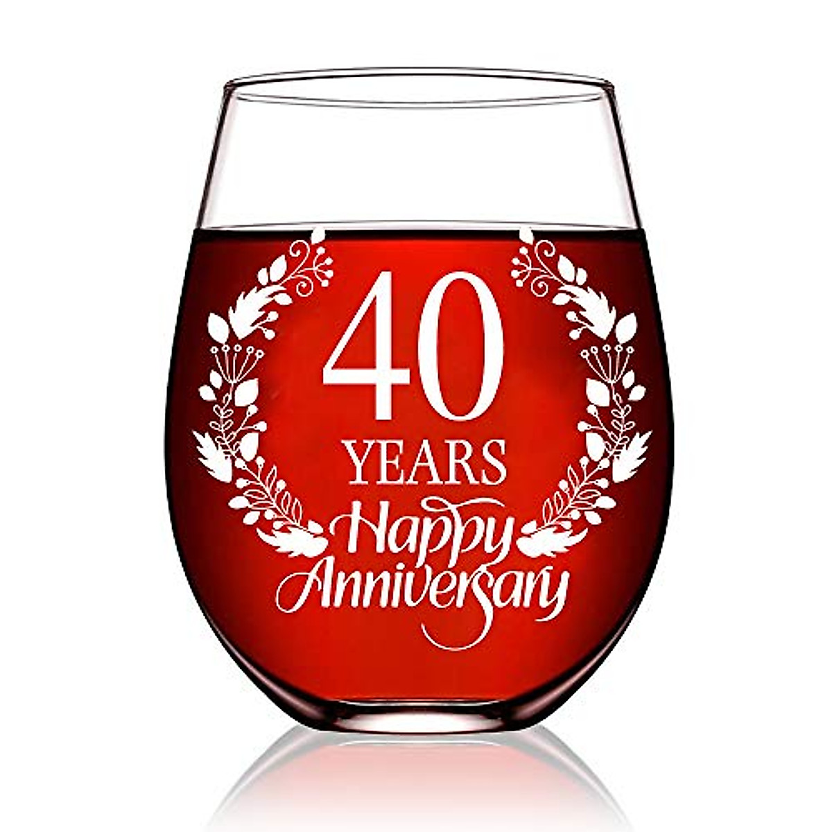 40 Years Happy Anniversary Wine Glass, 40th Anniversary Wedding Gift For Mom, Dad, Wife, Soulmate, Couple, Funny Vintage Unique Personalized, 40 Years Gifts, Funny Vintage Aged To Perfection