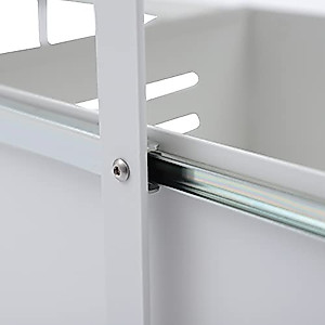 Utility Rolling Cart with Wheels and Sliding Storage Drawer - 2-Tier White Mobile Multipurpose Utility Organizer Cart for Home,Office,Kitchen,Bathroom