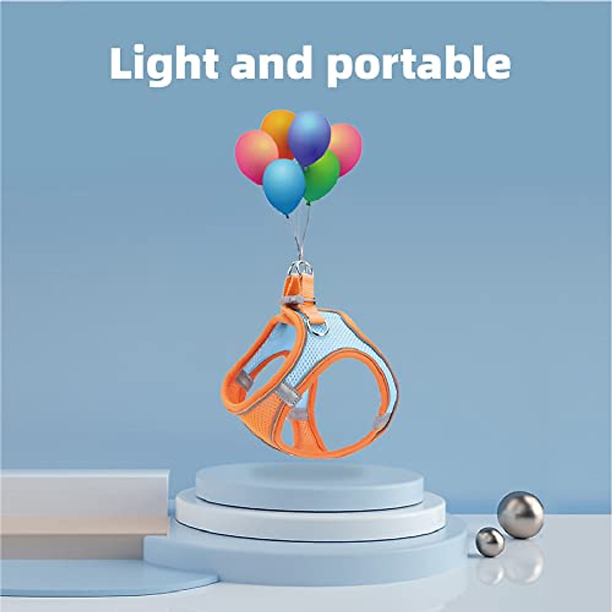 Richcatty 2.0 Step in Air Dog Harness with 59“ Pet Leash for Dogs&Cats-Super Breathable Stable and Lightweight No Feeling Design More Comfortable (Blend Orange, S(Pet Weight 8.8-12.1Lb))