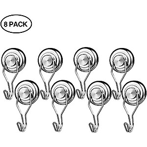 Wukong Magnetic Hook, 48 LB Heavy Duty Swivel Hook Magnet Hangers Holders -Great for Refrigerator, Home, Kitchen, Store, Door Coat Hook, Grill Utensils, Office or Warehouse-8 Pack