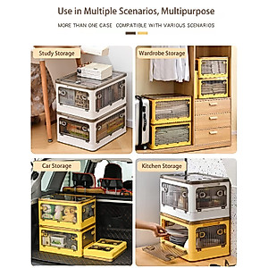 TERGOO 2Pack 28L Plastic Storage Bins with Wheels, Five Doors Stackable Storage Bins, Toy Organizer Container, Plastic Bin Box for Organization, Storage Cabinet (White)