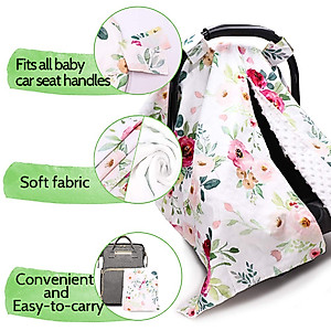 TANOFAR Car Seat Cover Baby, Carseat Covers Baby Boy Girl, Peekaboo Opening Infant Car Seat Cover for Winter, Warm & Cozy, Watercolor Floral