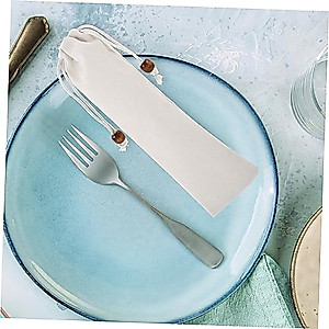 Abaodam 5pcs gift wrap bags chopsticks holder takeout tableware pocket chopsticks storage pockets chopsticks bag for shop chopsticks wrapping bags chopsticks set white drawstring cotton