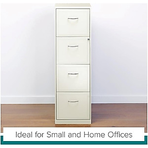 Scranton & Co 18" Deep Light Duty 4 Drawer Metal Letter File Cabinet in Pearl White, Pre-Assembled