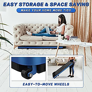 Walking Pad Treadmill Under Desk Treadmill 300lb Capacity, Mini Standing Desk Treadmill for Office Under with Remote Control - Walking Jogging Machine for Home Office(Blue)