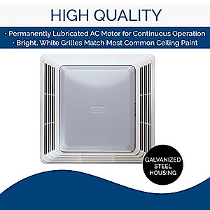 Broan-NuTone HD80L Heavy Duty Ventilation Fan, Residential or Commercial Installation, 80 CFM, 2.5 Sones,White