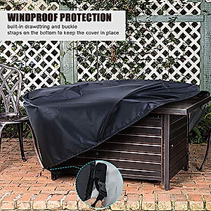POMER Fire Pit Cover, Rectangular 42inch Firepit Cover for Outdoor Fireplace Waterproof Propane Fire Table Cover - 42x24x24inch