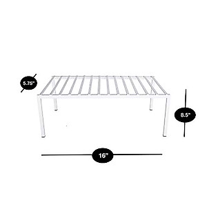 Smart Design Premium Cabinet Storage Shelf - Set of 6 - Large 16 x 8.5 Inch - Steel Metal Frame - Rust Resistant Coating - Counter, Pantry, Shelf Organization - Kitchen - White