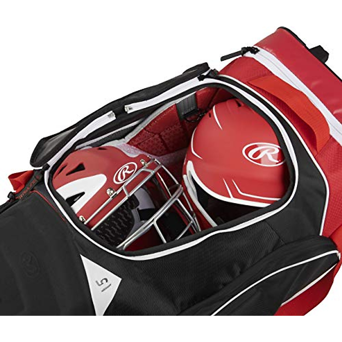 Rawlings | R1502 Wheeled Catcher's Bag | Baseball/Softball | Scarlet