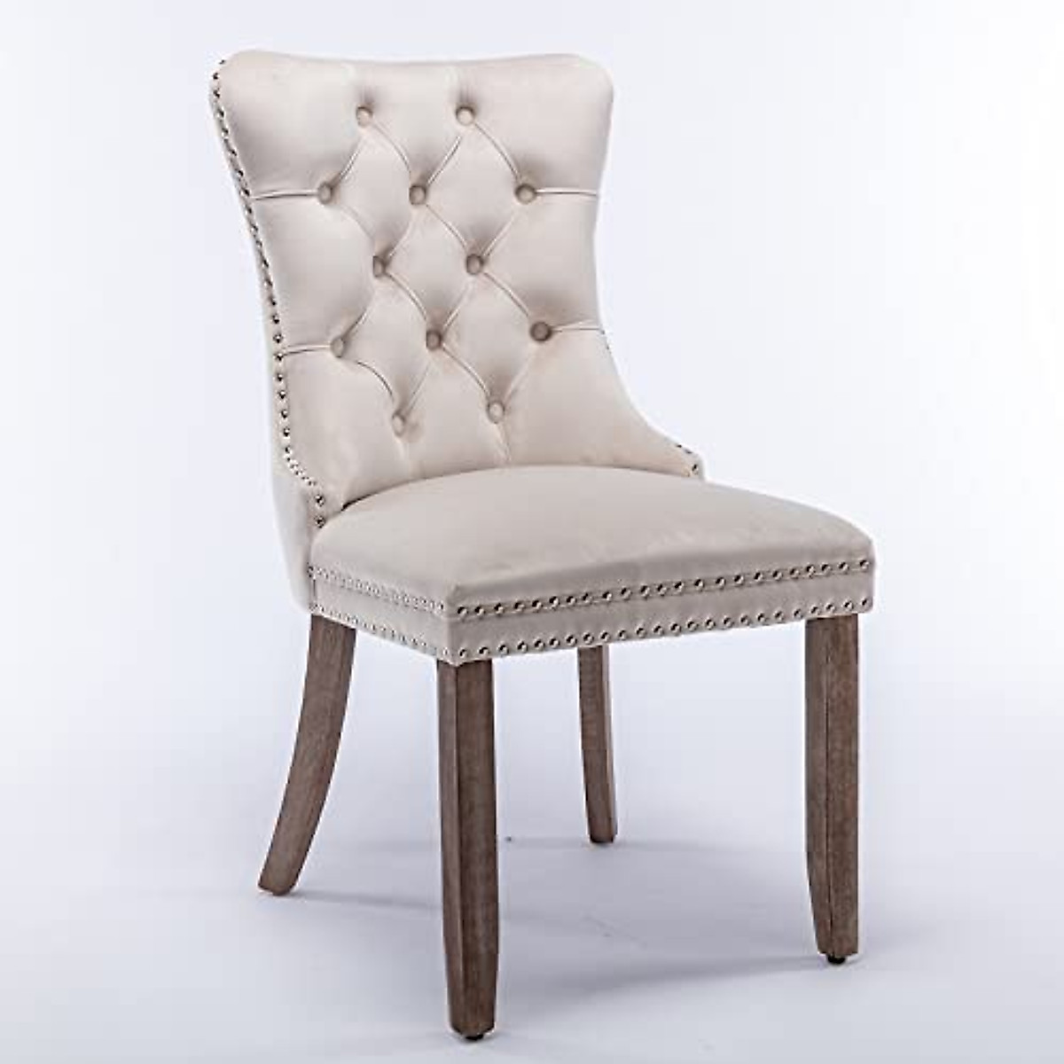 CIATRE Dining Chairs Set of 2 - High-end Tufted Solid Wood Contemporary Velvet Upholstered Dining Chair with Wood Legs, Nailhead Trim (Beige)