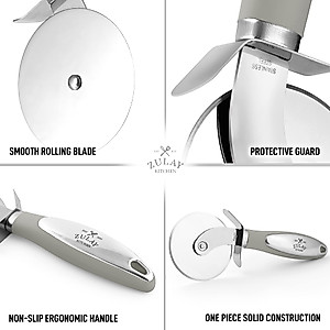 Zulay Kitchen Large Pizza Cutter Wheel - Premium Stainless Steel Pizza Slicer - Easy To Clean & Cut Pizza Wheel - Super Sharp, Non-Slip Handle & Dishwasher Friendly - Gray