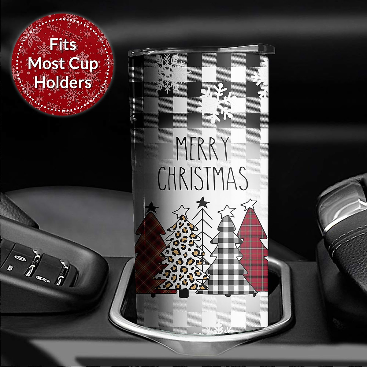 20 oz Christmas Skinny Tumblers with Lid and Straw, Buffalo Christmas Tree Stainless Steel Vacuum Insulated Travel Coffee Mug Cup Water Bottle, Christmas Decor Stuff Accessories Gifts for Women