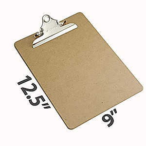 Officemate Recycled Wood Clipboard, Letter Size, 9" x 12.5" with 6" Clip, 3 Pack (83133),Brown