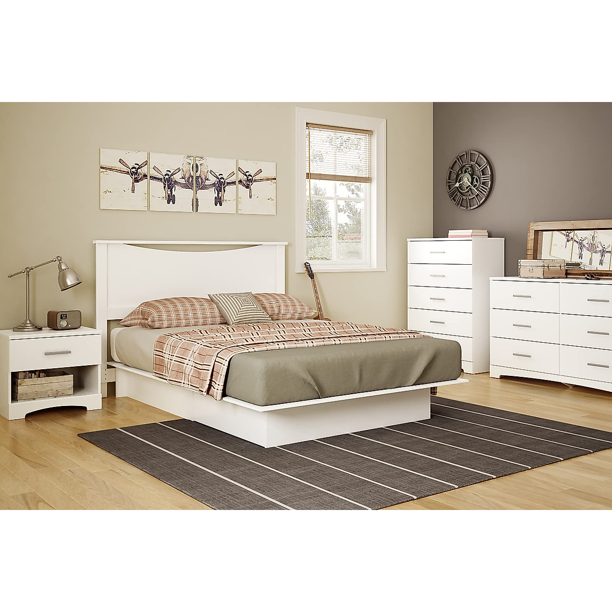 South Shore Gramercy 6-Drawer Double Dresser, 18.88"D x 51.12"W x 31.12"H, Pure White