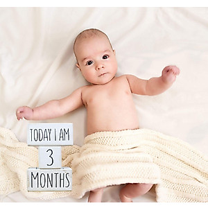 Milestone Blocks by Cutie Carry 6 Wood Block Photography Props The Most Complete Set for Baby Boy or Girl Track Memories Rustic Nursery Decor (White)