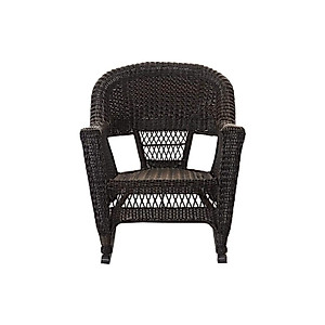 Jeco Rocker Wicker Chair with Cushion, Set of 2, Black
